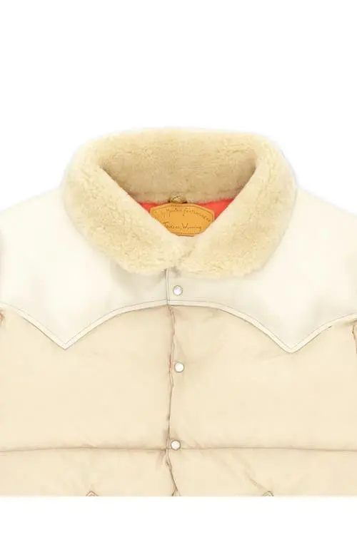 FORTELA Christy Shearling Collar Nylon Jacket - Beige
