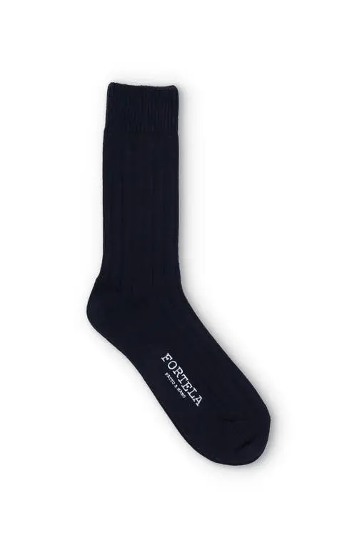 FORTELA Hill Wide Rib Socks - Ecru