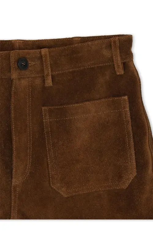 FORTELA High Waist Suede Leather Trousers