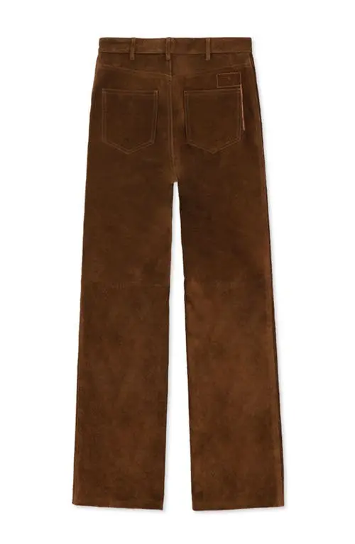 FORTELA High Waist Suede Leather Trousers