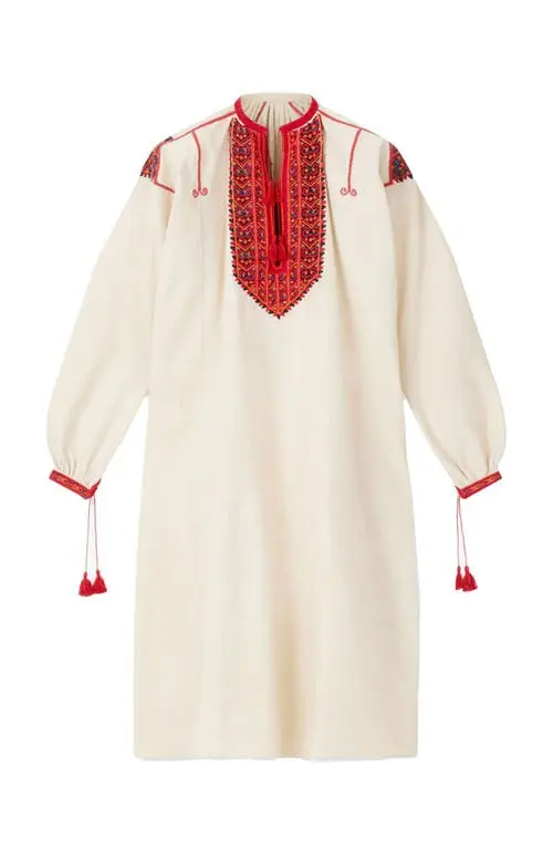 FORTELA Afra Embroidered Cotton Kaftan Dress