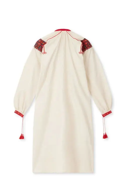 FORTELA Afra Embroidered Cotton Kaftan Dress