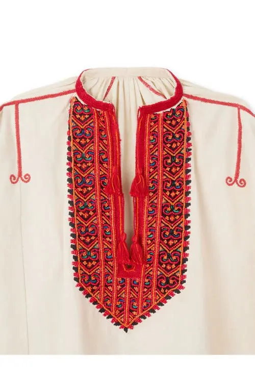 FORTELA Afra Embroidered Cotton Kaftan Dress