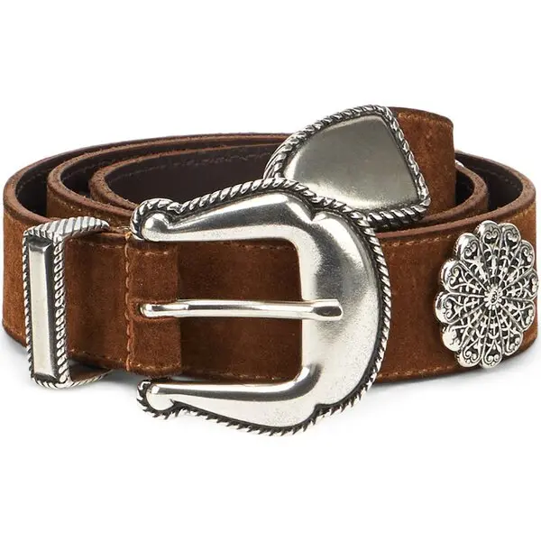 FORTELA Suede Leather Belt - Brown