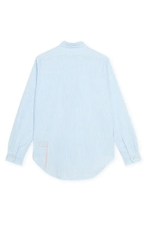 FORTELA Woven Striped Patch Pocket Shirt - Light Blue