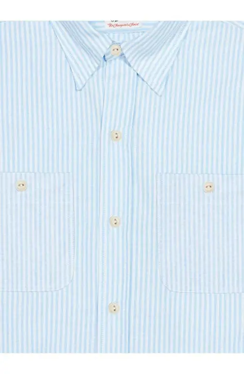 FORTELA Woven Striped Patch Pocket Shirt - Light Blue