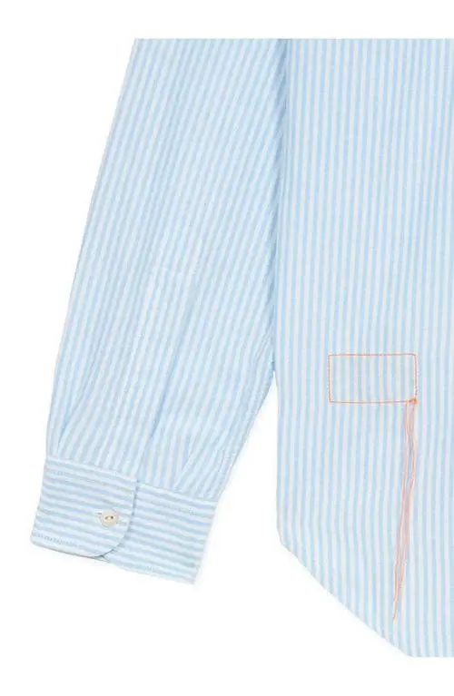 FORTELA Woven Striped Patch Pocket Shirt - Light Blue