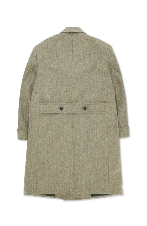 FORTELA Double Breasted Herringbone Bogart Coat - Green