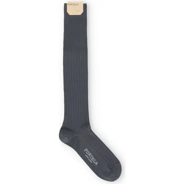 FORTELA Scottish Cotton Knee-high Socks - Dark Grey