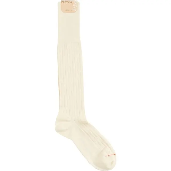 FORTELA Scottish Cotton Knee-high Socks - Ivory