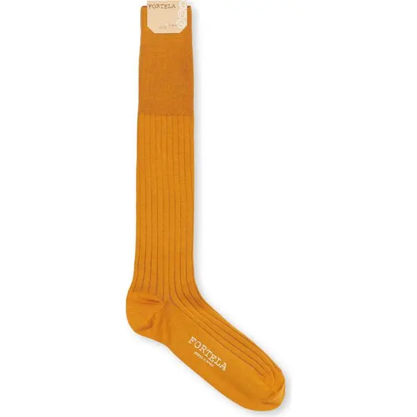 FORTELA Scottish Cotton Knee-high Socks - Mustard
