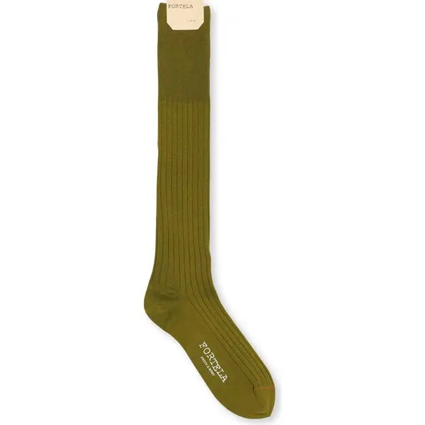 FORTELA Scottish Cotton Knee-high Socks - Olive Green