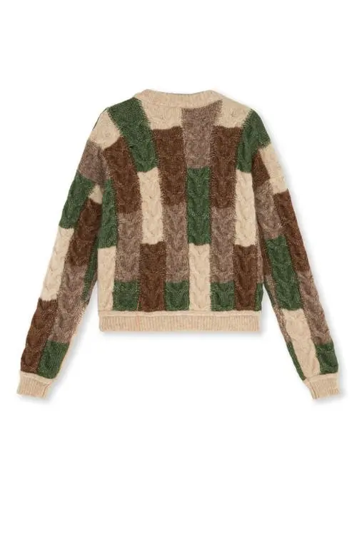 FORTELA Patchwork Crew Neck Sweater - Multicolor