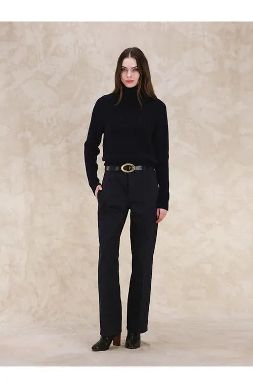 FORTELA Cotton Gabardine Pleated Trousers - Blue