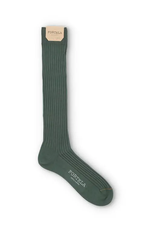 FORTELA Fine Ribbed Cotton Socks - Beige