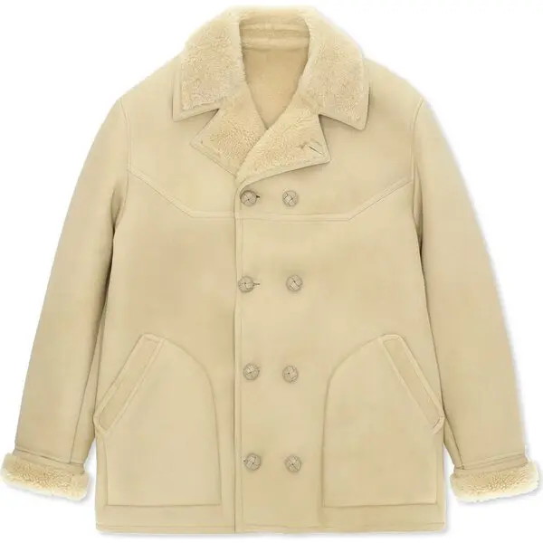FORTELA Shearling Double-breasted Jacket - Beige