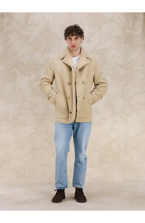 FORTELA Shearling Double-breasted Jacket - Beige
