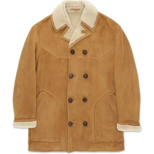 FORTELA Shearling Double-breasted Jacket - Camel