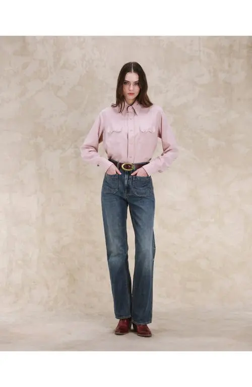 FORTELA Silk Texan Shirt - Pink