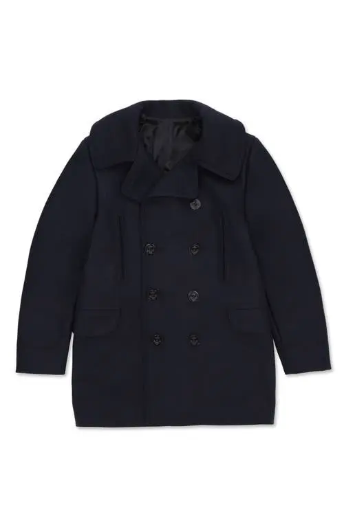 FORTELA Double Breasted Peacoat - Blue