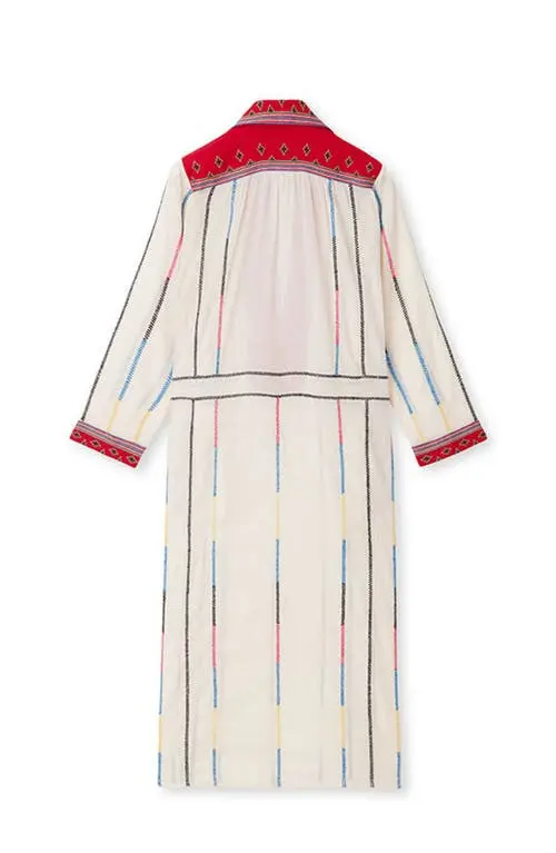 FORTELA Adish Bicolor Muslin Caftan - Ecru