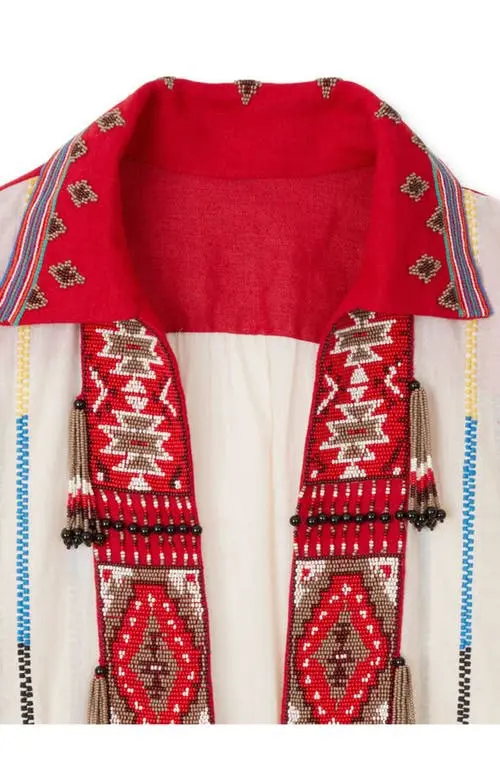 FORTELA Adish Bicolor Muslin Caftan - Ecru