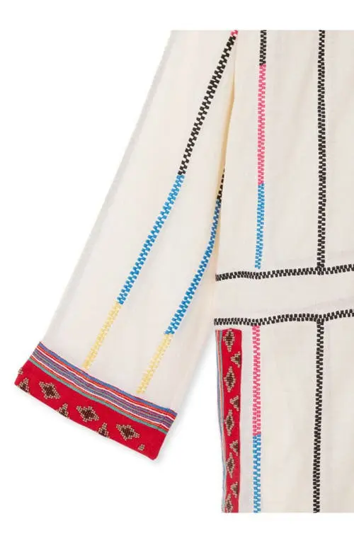 FORTELA Adish Bicolor Muslin Caftan - Ecru