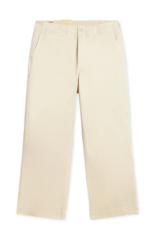 FORTELA Herringbone Wide Leg Chino Pants - Cream