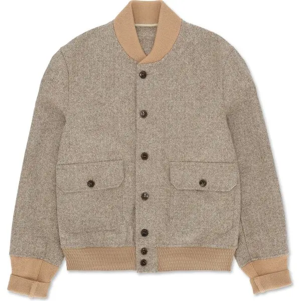 FORTELA Herringbone Wool Bomber Jacket