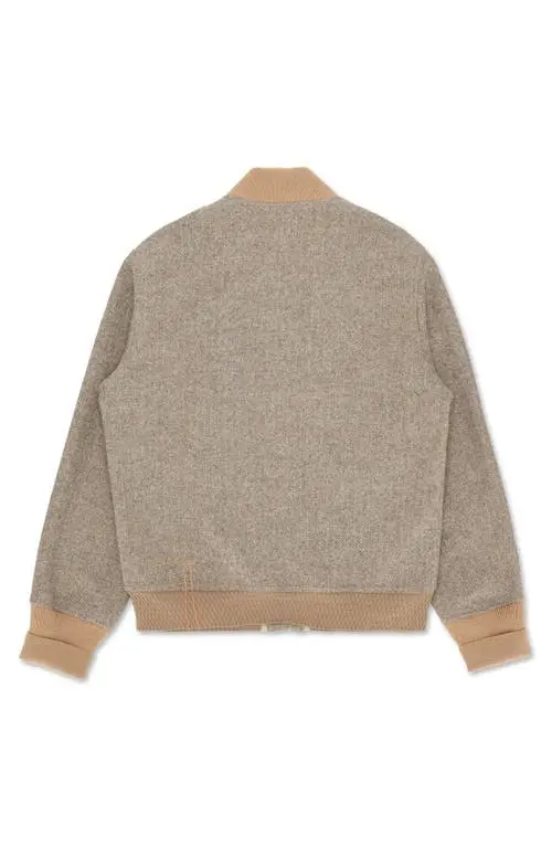 FORTELA Herringbone Wool Bomber Jacket