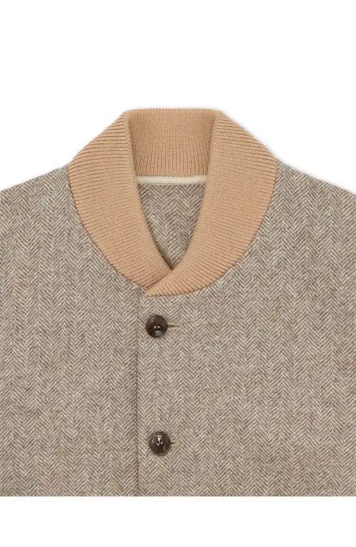 FORTELA Herringbone Wool Bomber Jacket