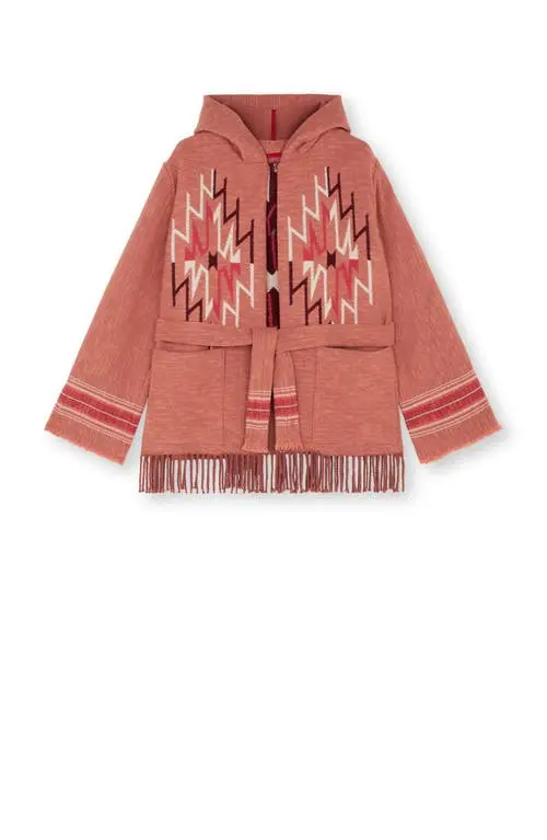 FORTELA Navajo Pattern Hooded Cardigan