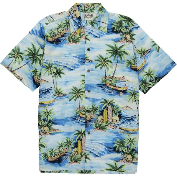 FORTELA Outrigger Printed Cotton Shirt - Blue
