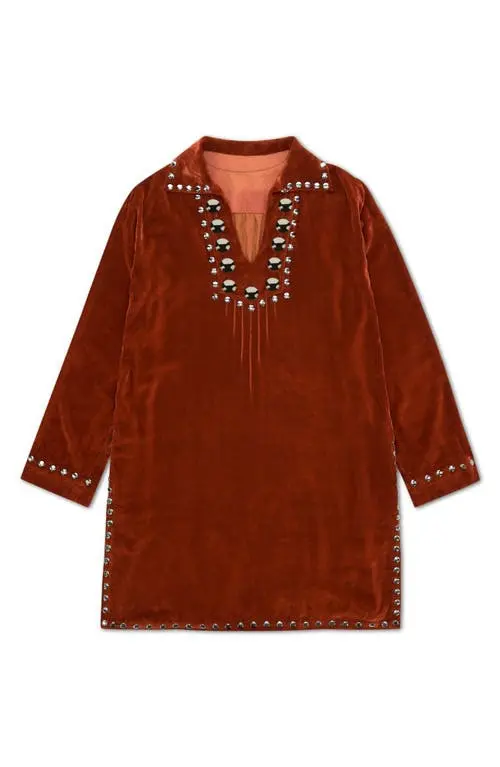 FORTELA Velvet Shirt With Studs - Silver