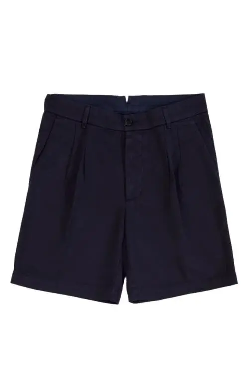 FORTELA Cotton Bermuda Shorts With Pleats - Blue