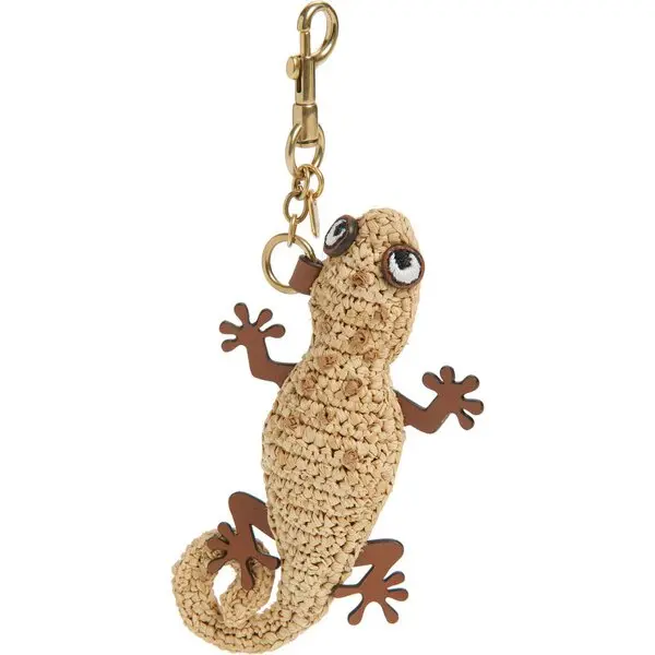 ANYA HINDMARCH Gecho Raffia Bag Charm - Natural