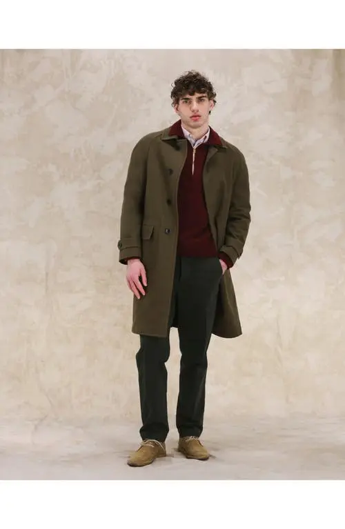 FORTELA Vintage Blue Single-breasted Coat - Green