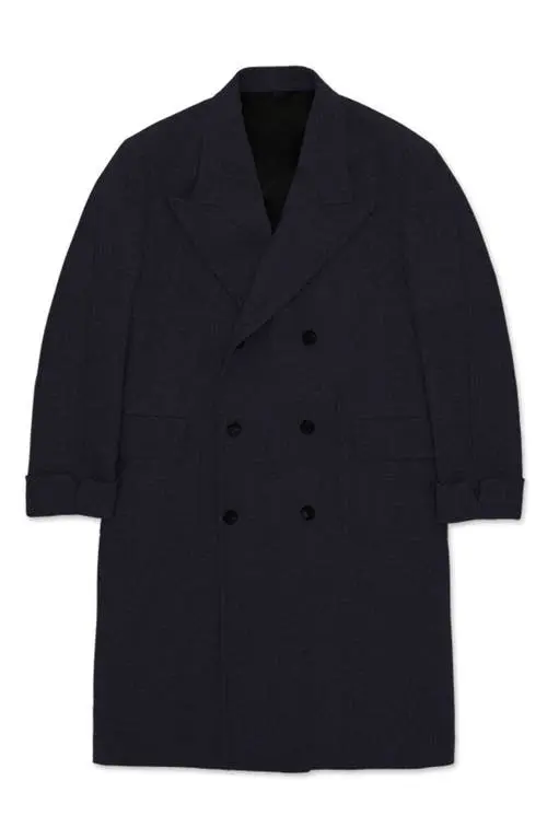 FORTELA Double Breasted Wool Coat - Blue