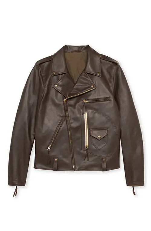 FORTELA Biker Leather Jacket - Brown