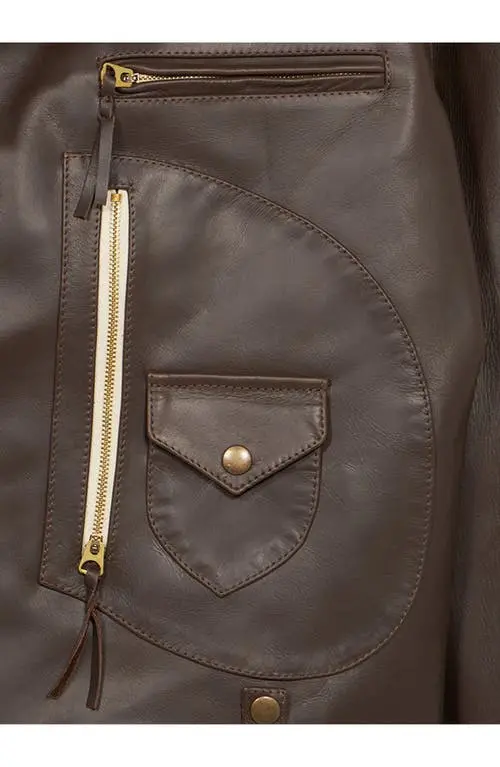 FORTELA Biker Leather Jacket - Brown