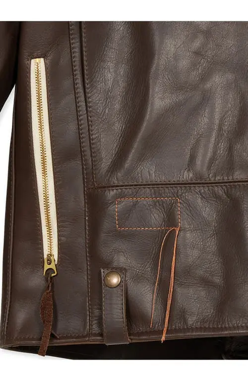 FORTELA Biker Leather Jacket - Brown