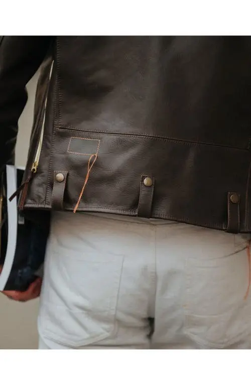 FORTELA Biker Leather Jacket - Brown