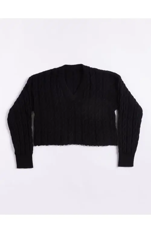 FORTELA Cotton Knit V-neck Sweater - Black