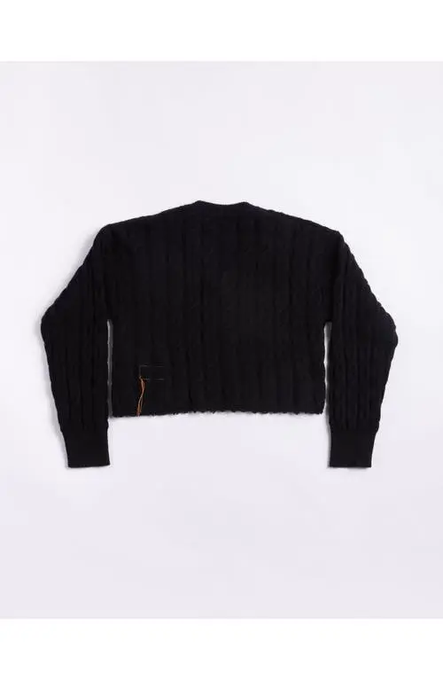 FORTELA Cotton Knit V-neck Sweater - Black