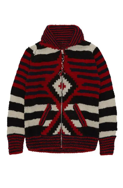 FORTELA Diamond Pattern Merino Wool Cardigan