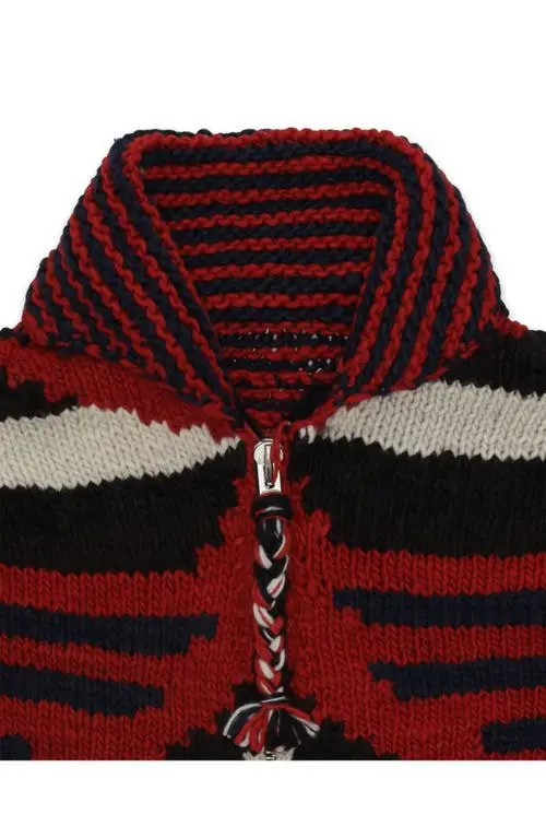 FORTELA Diamond Pattern Merino Wool Cardigan
