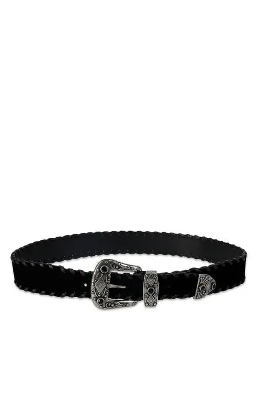 FORTELA Studded Leather Belt - Black