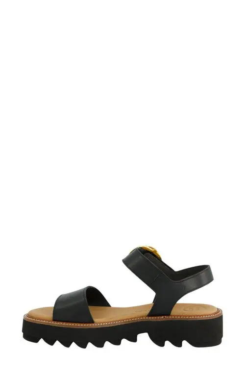 Paul Green Darcy Ankle Strap Platform Sandal - Black Leather