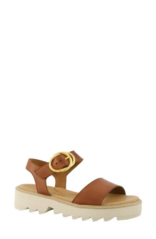 Paul Green Darcy Ankle Strap Platform Sandal - Cognac Leather