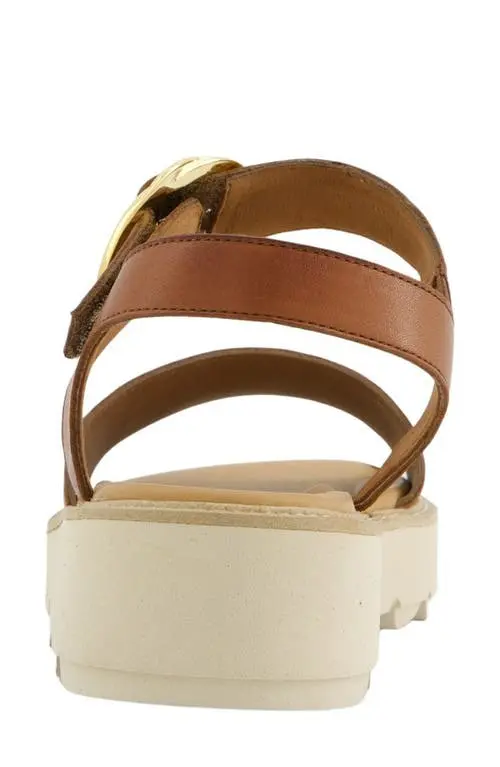Paul Green Darcy Ankle Strap Platform Sandal - Cognac Leather